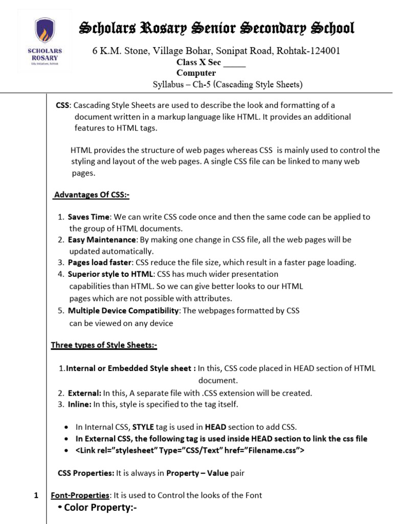 CLASS X Computer Ch-5 | PDF | Html | World Wide Web CLASS X Computer Ch-5 | PDF | Html | World Wide Web