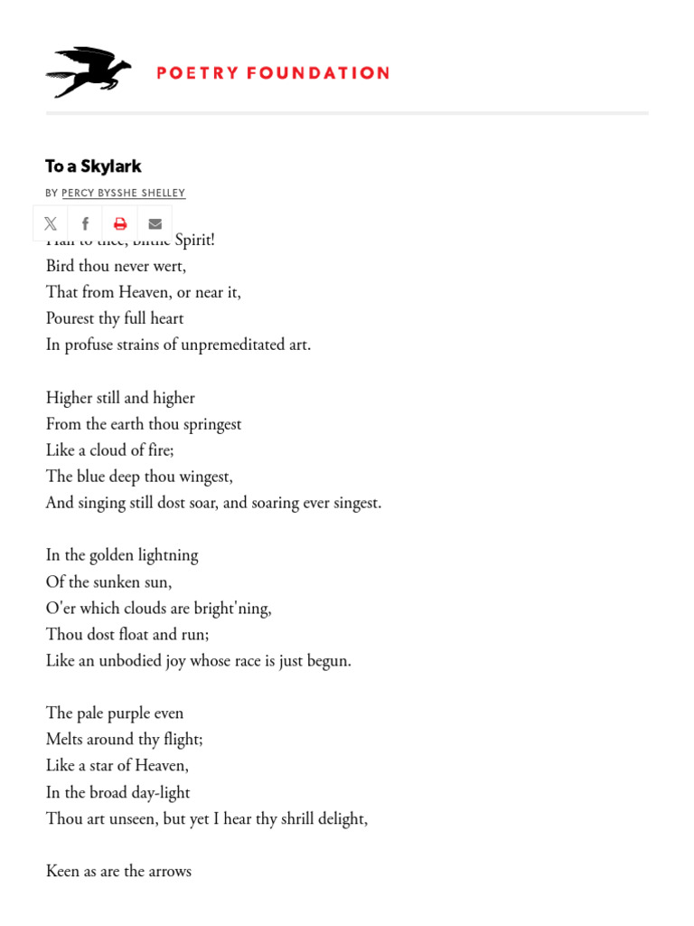 To A Skylark - The Poetry Foundation | PDF