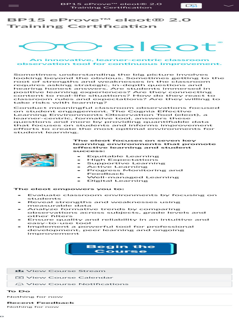 BP15 Eprove™ Eleot® 2.0 Training Certification | PDF | Business | Finance & Money Management