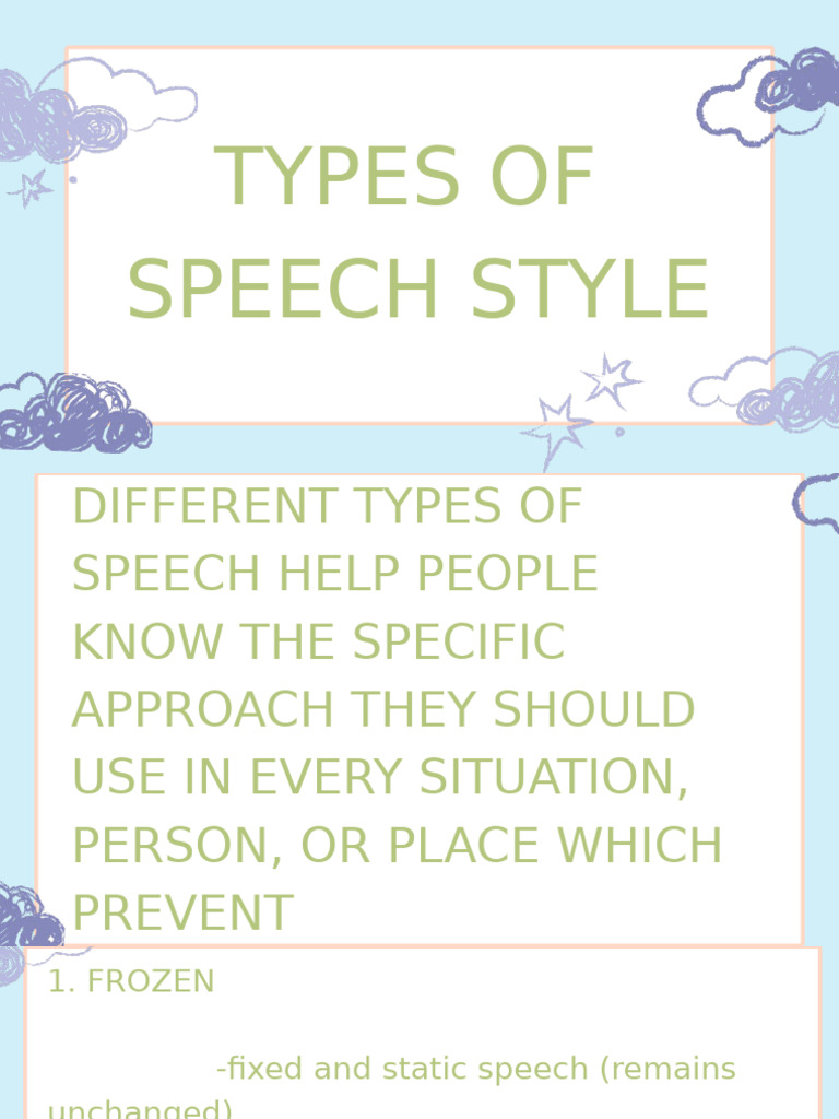 8 Types of Speech Style | PDF