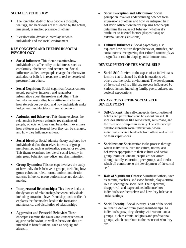 Social Psych Prelim Reviewer | PDF | Attitude (Psychology) | Social ...
