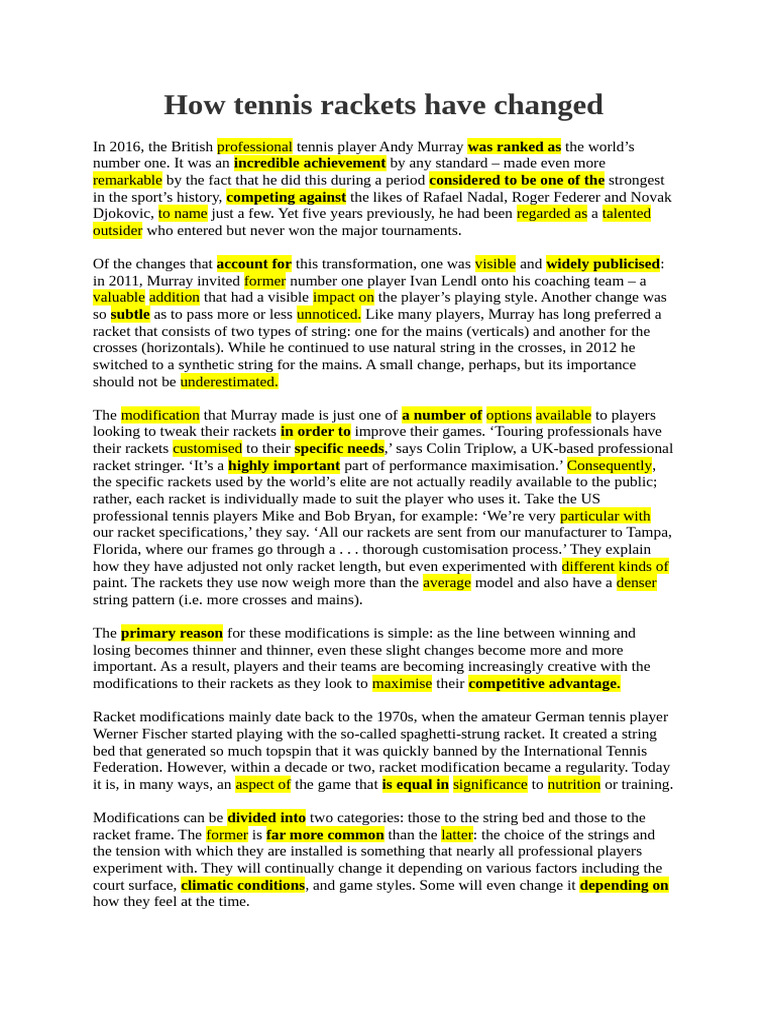 How Tennis Rackets Have Changed | PDF | Roger Federer