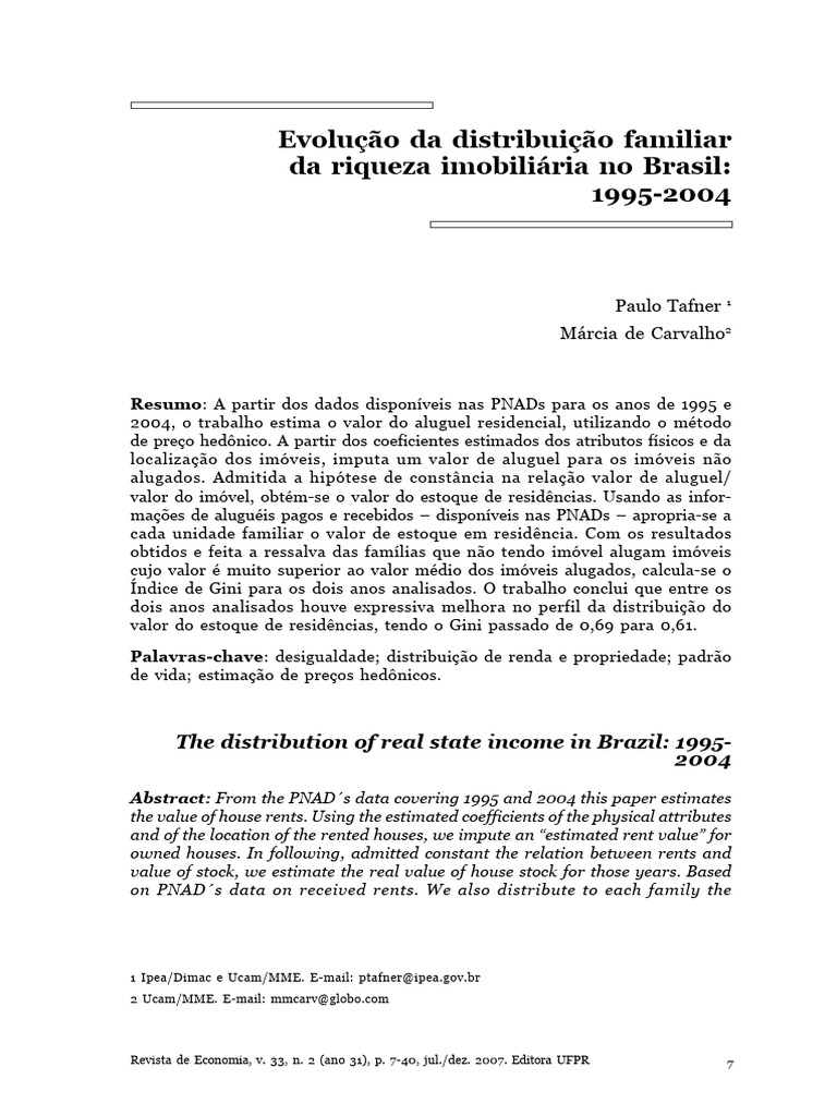 Evolucao Da Distribuicao Familiar Da Riq | PDF | Economia | Método científico
