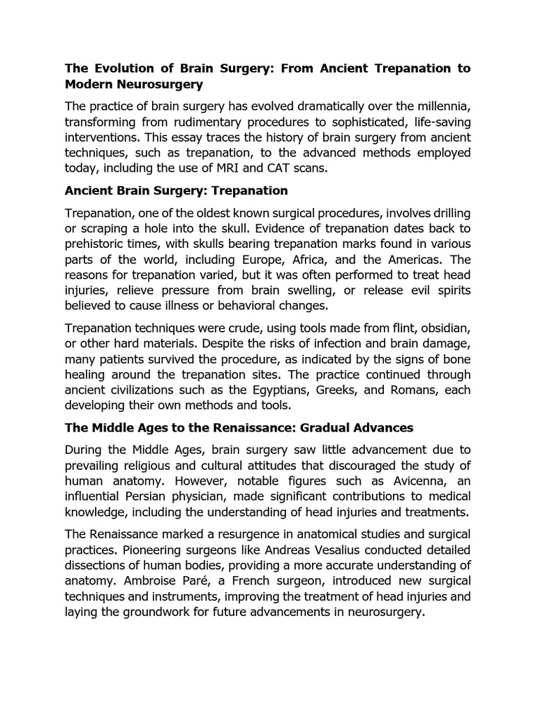 The Evolution of Brain Surgery | PDF | Neurosurgery | Surgery