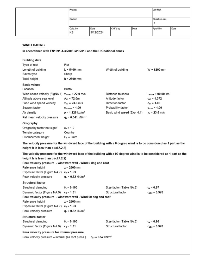 WIND CALCULATION | PDF | Wound | Pressure