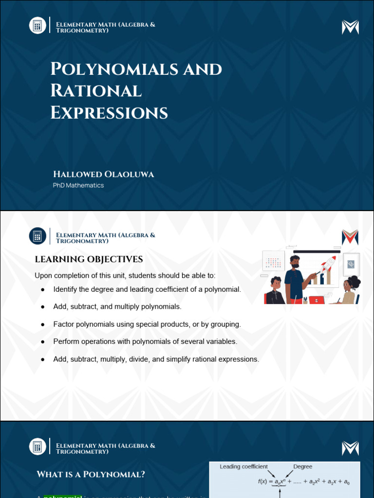 Polynomials and Rational Expressions | PDF | Factorization | Polynomial
