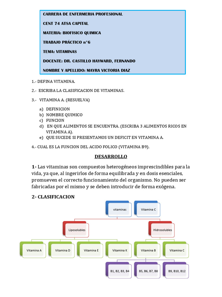 TP N°6 | PDF | Vitamina a | Vitamina