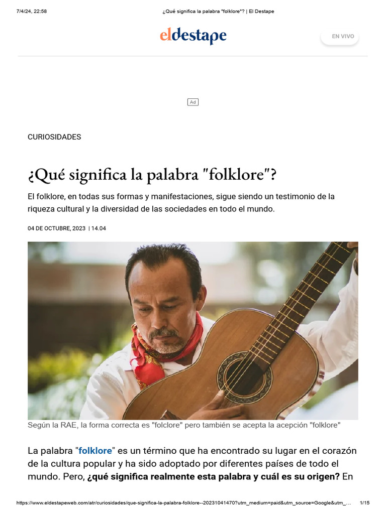 ¿Qué Significa La Palabra - Folklore - El Destape | PDF | Folklore ...