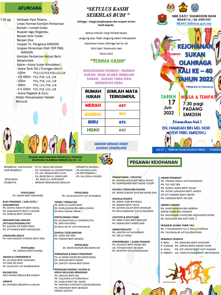 Buku Program Sukan Tahunan Sekolah 2022 | PDF