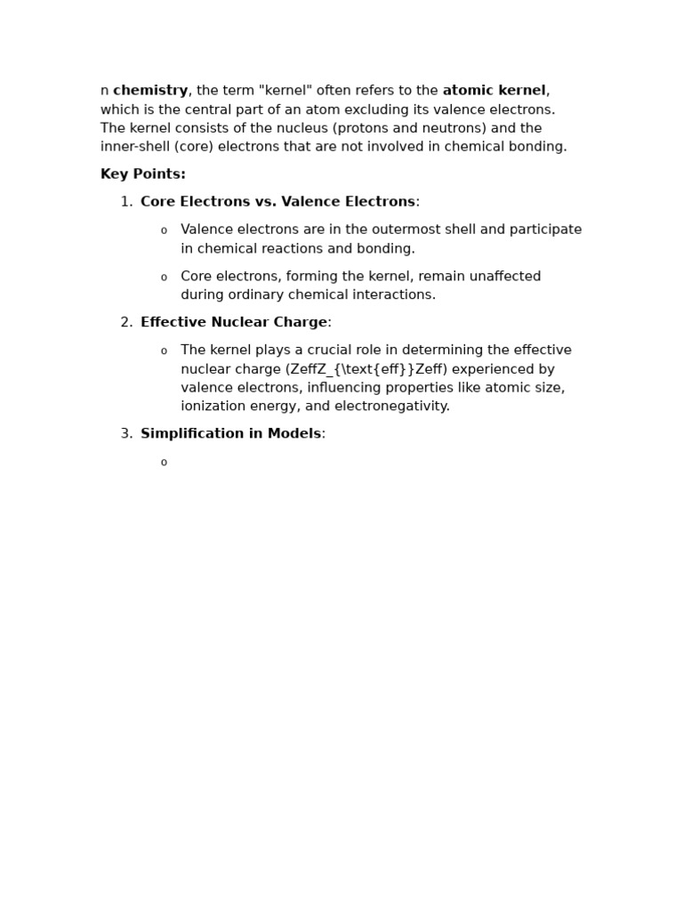 Understanding Atomic Kernels in Chemistry | PDF | Teaching Methods & Materials | Science ...