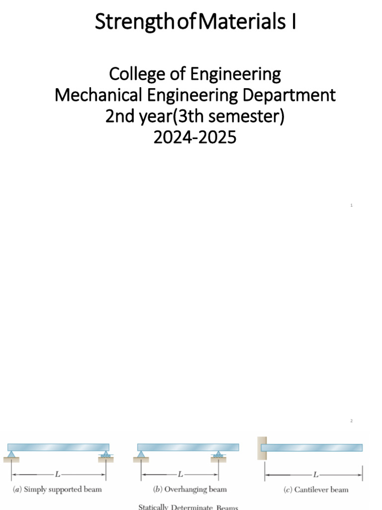Lectures (5) Strength of Materials I | PDF | Beam (Structure) | Bending