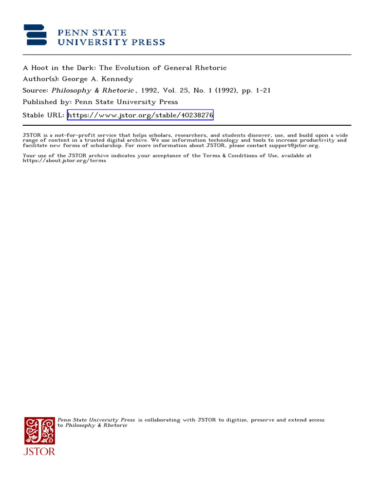 A Hoot in The Dark - The Evolution of General Rhetoric - George A ...