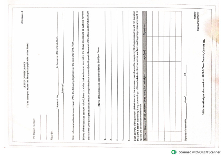 Letter of Disclaimer | PDF