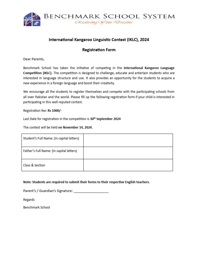 IKLC 2024 Reg Form-1 | PDF | Foreign Language Studies