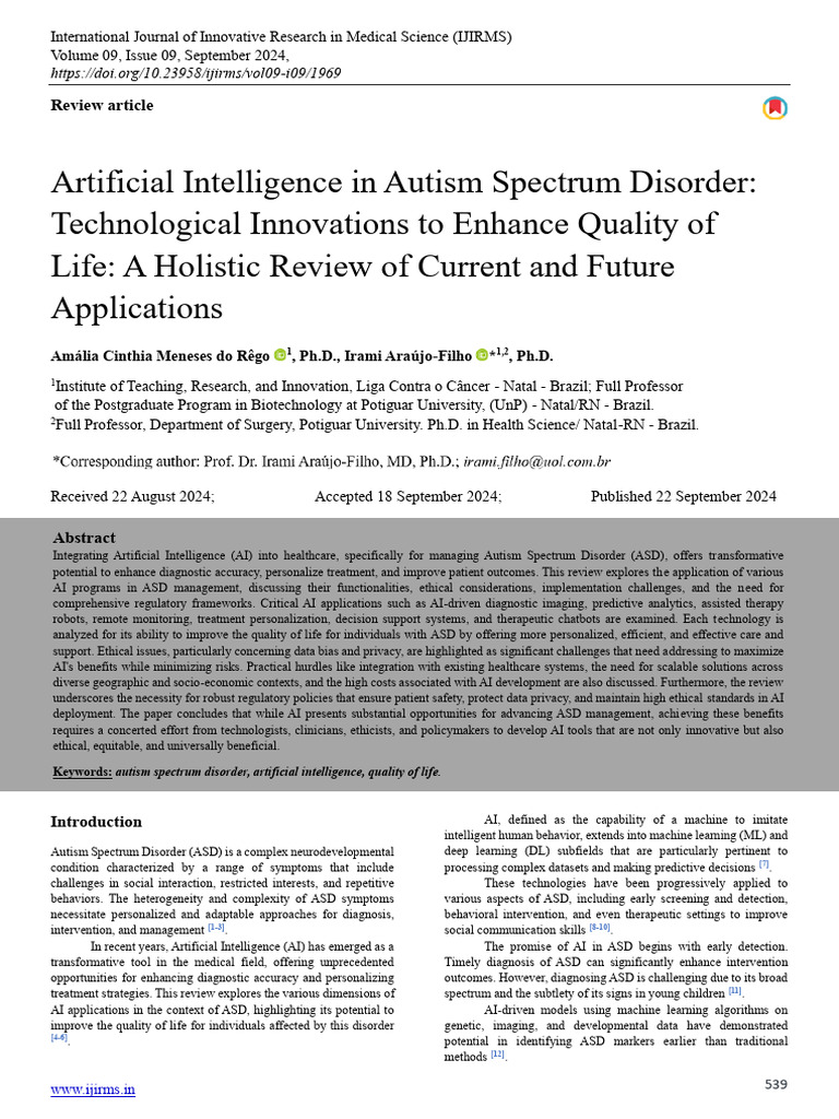 Ai & Asd | PDF | Autism Spectrum | Artificial Intelligence