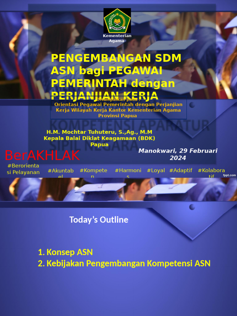 Orientasi P3K Kementerian Agama Pengembangan SDM Kepala BDK Papua | PDF