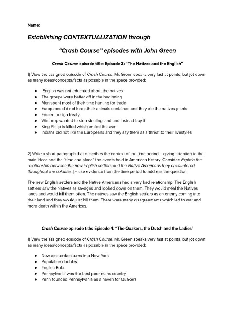 Crash Course Episodes 3 and 4 | PDF