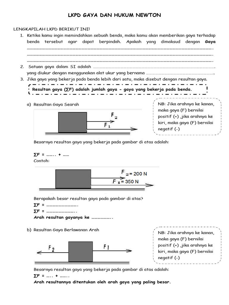 LKPD Gaya Dan Hukum Newton | PDF