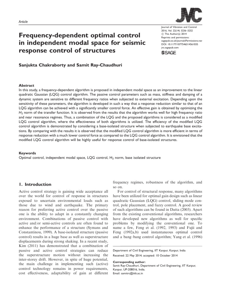Optimal Control in The Independent Modal Space | PDF | Applied Mathematics | Control Theory