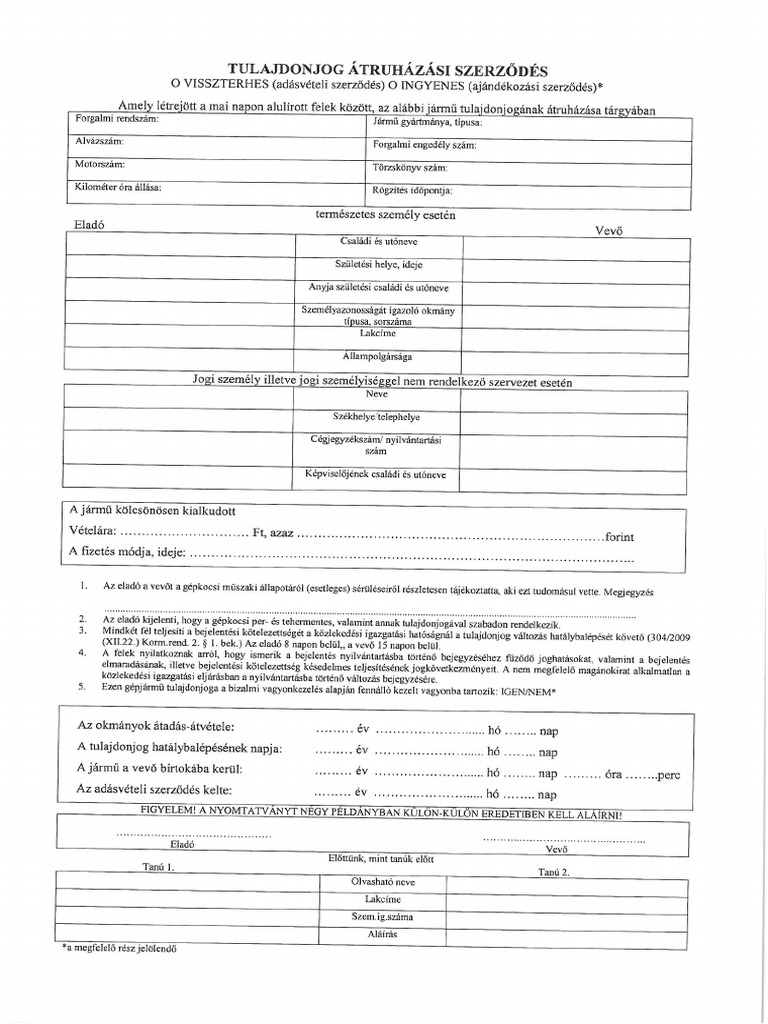 Tulajdonjog Atruhazasi Szerzodes Biztoshely | PDF