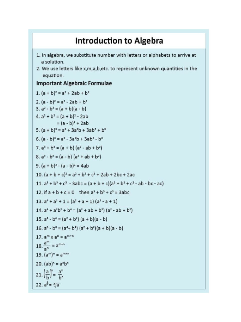Algebra Formulas | PDF