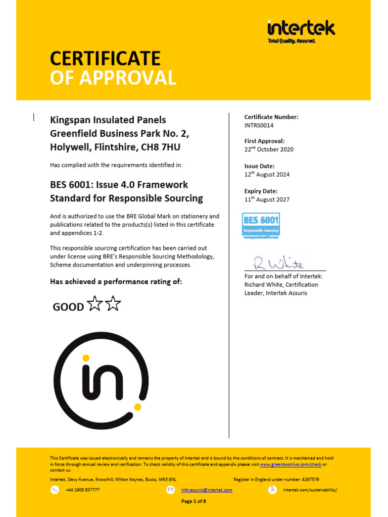 Bes 6001 Kip Certificate August 2024 v2 Final | PDF | Home & Garden ...