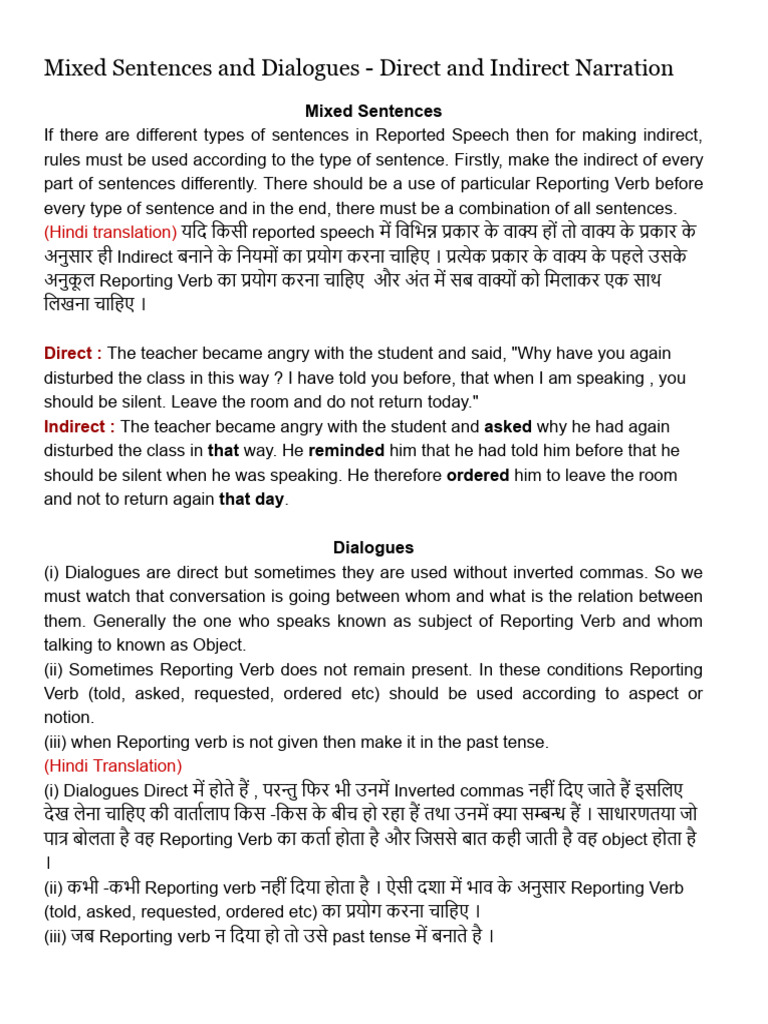 Direct and Indirect Speech Guide | PDF