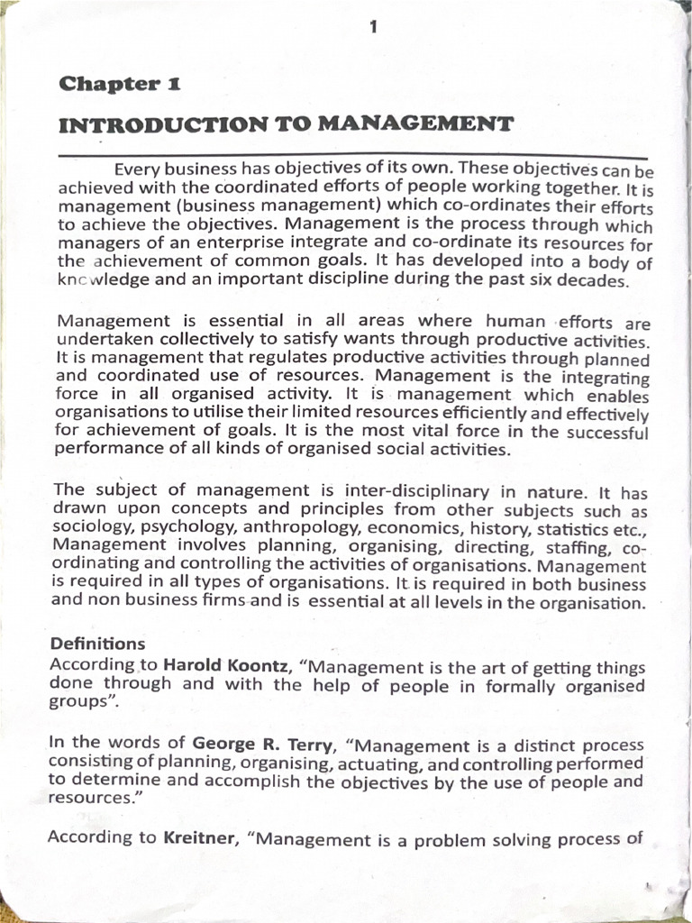 Pom Unit 1 Introduction To Management Pdf 
