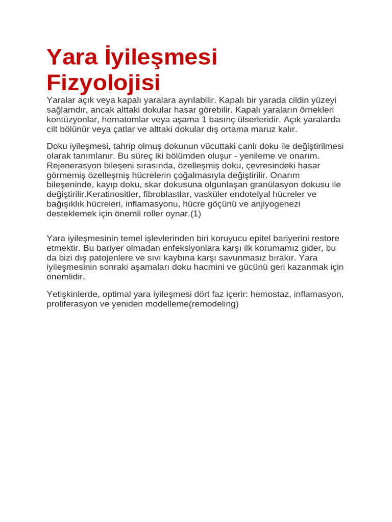 Yara İyi̇leşmesi̇ | PDF