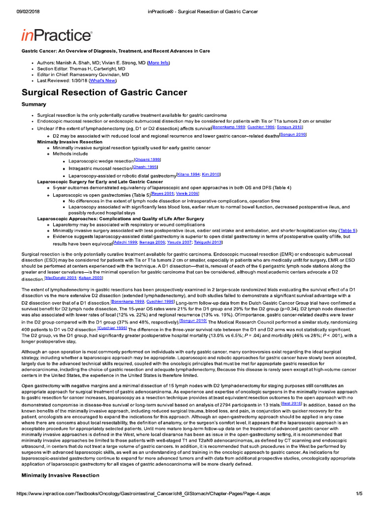 Inpractice® - Surgical Resection of Gastric Cancer - pdf6 | PDF