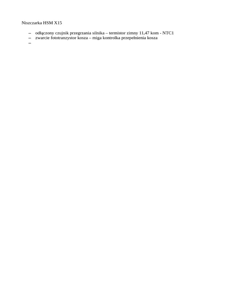 Niszczarka HSM X15 | PDF