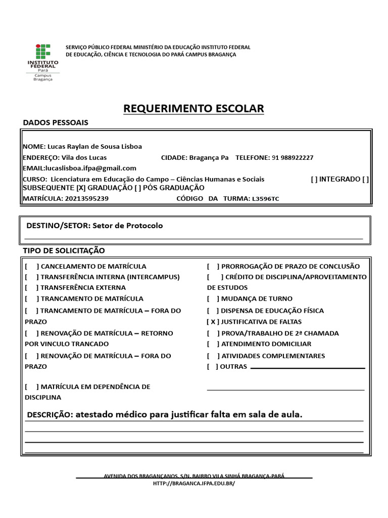 Requerimento Escolar | PDF