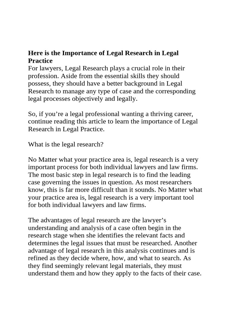 Importance of Legal Research Methodology | PDF | Methodology ...