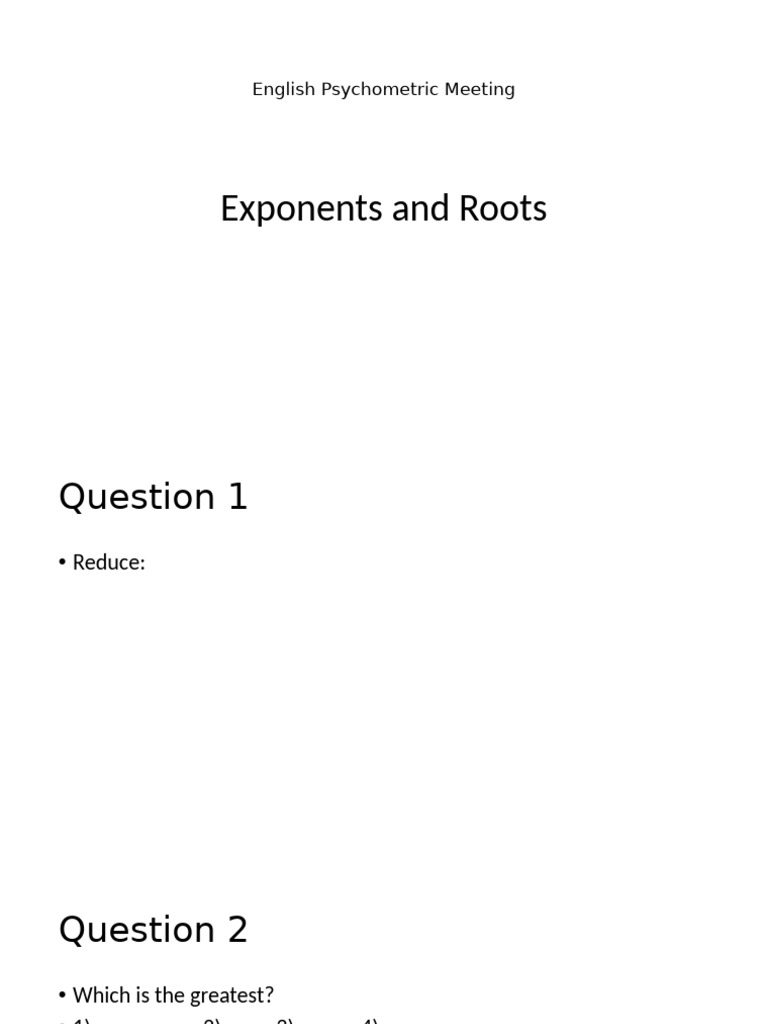 02 - Exponents and Roots | PDF