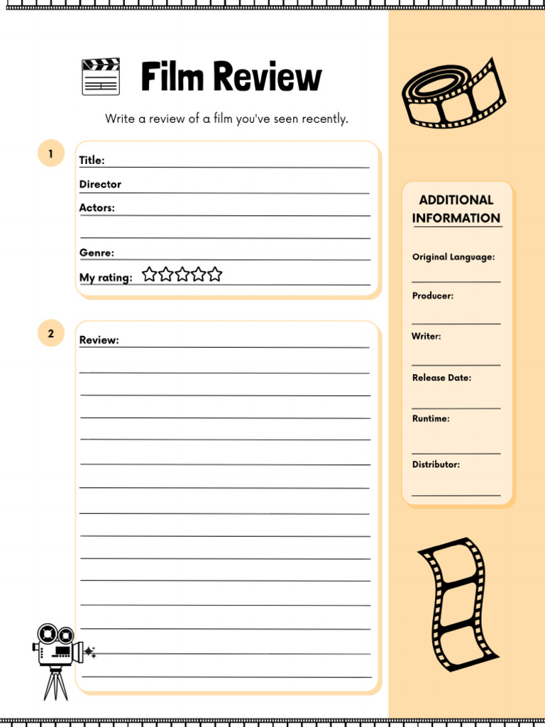 Film Review Printable Worksheet | PDF