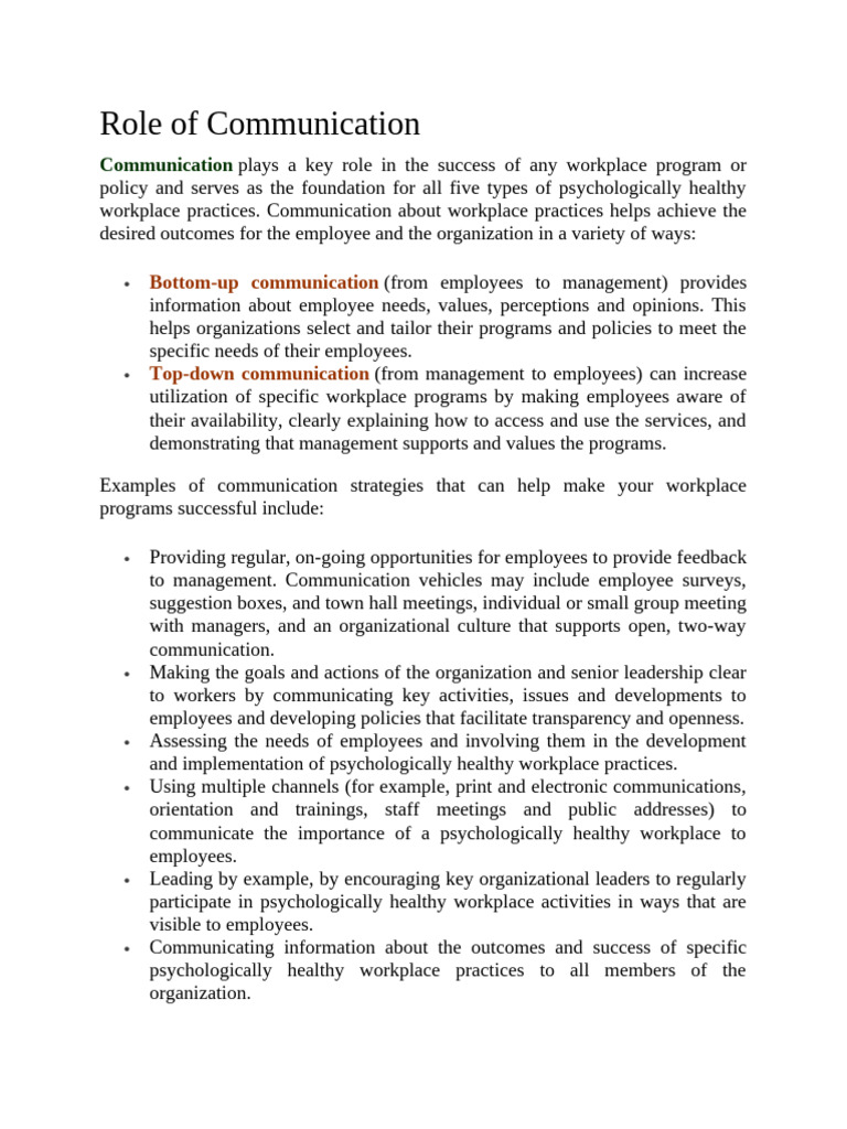 Role of Communication | PDF