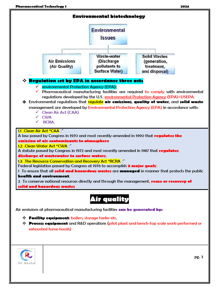Techno Lec 6 Environmental Biotechnology pt1 2024 | PDF | Sewage Treatment | Exhaust Gas