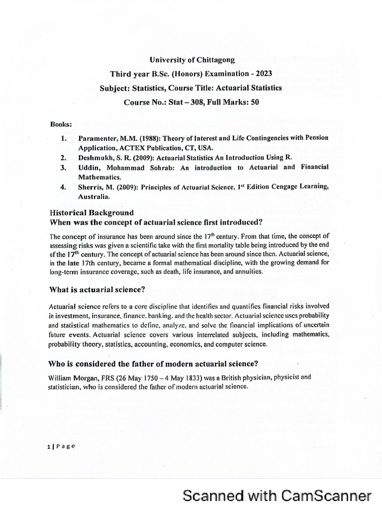 Actuarial Statistics | PDF