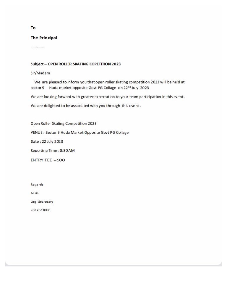 Open Roller Skating Competition | PDF