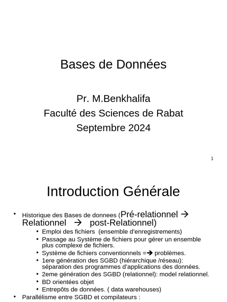 Introduction aux Bases de Données | PDF | Bases de données | Modèle ...