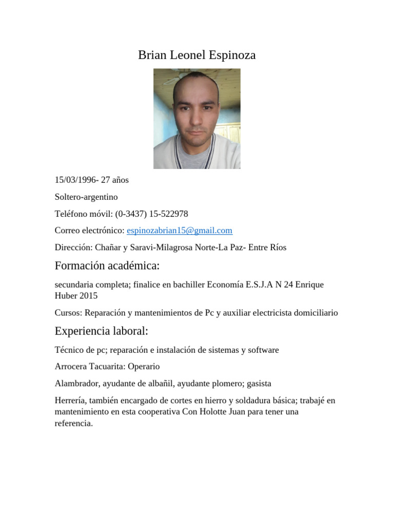 CV Brian Leonel Espinoza | PDF