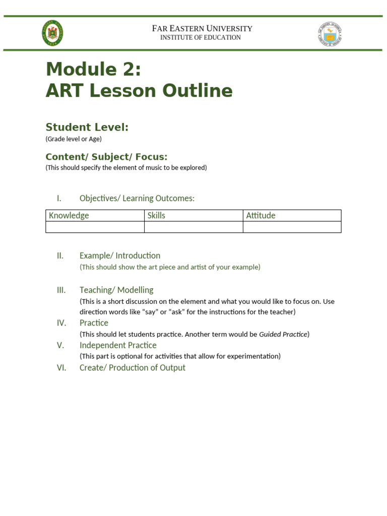 Lesson Plan Outline | PDF