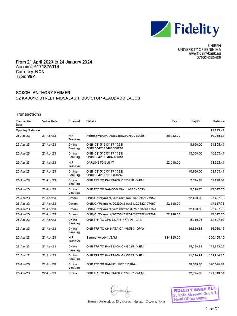 Account Statement 6014 | PDF