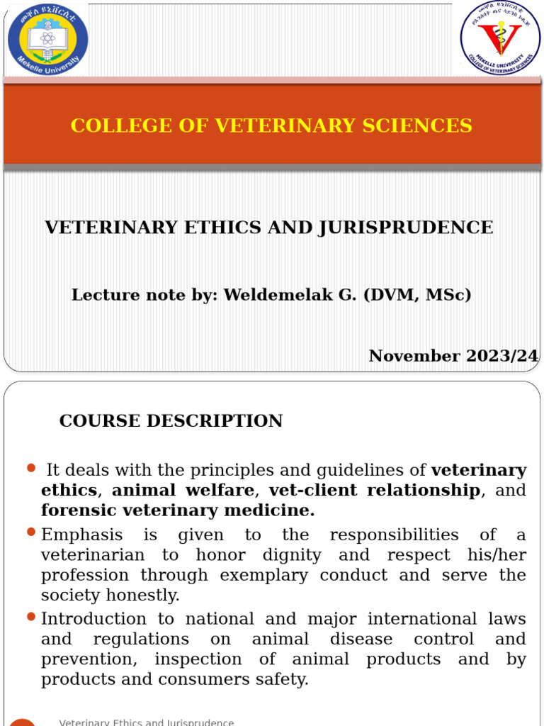 Lecture Note of Veterinary Ethics and Jurisprudence | PDF | Veterinary Medicine | Firearms