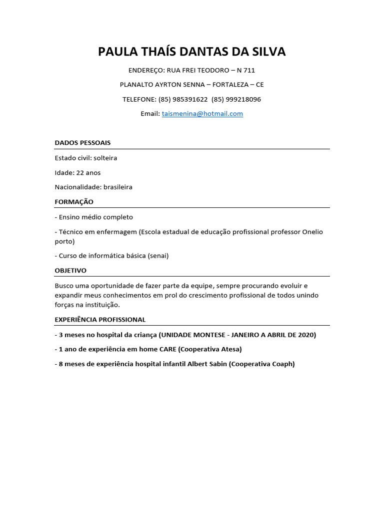 Paula Thaiì S Dantas Da Silva | PDF | Bem-estar