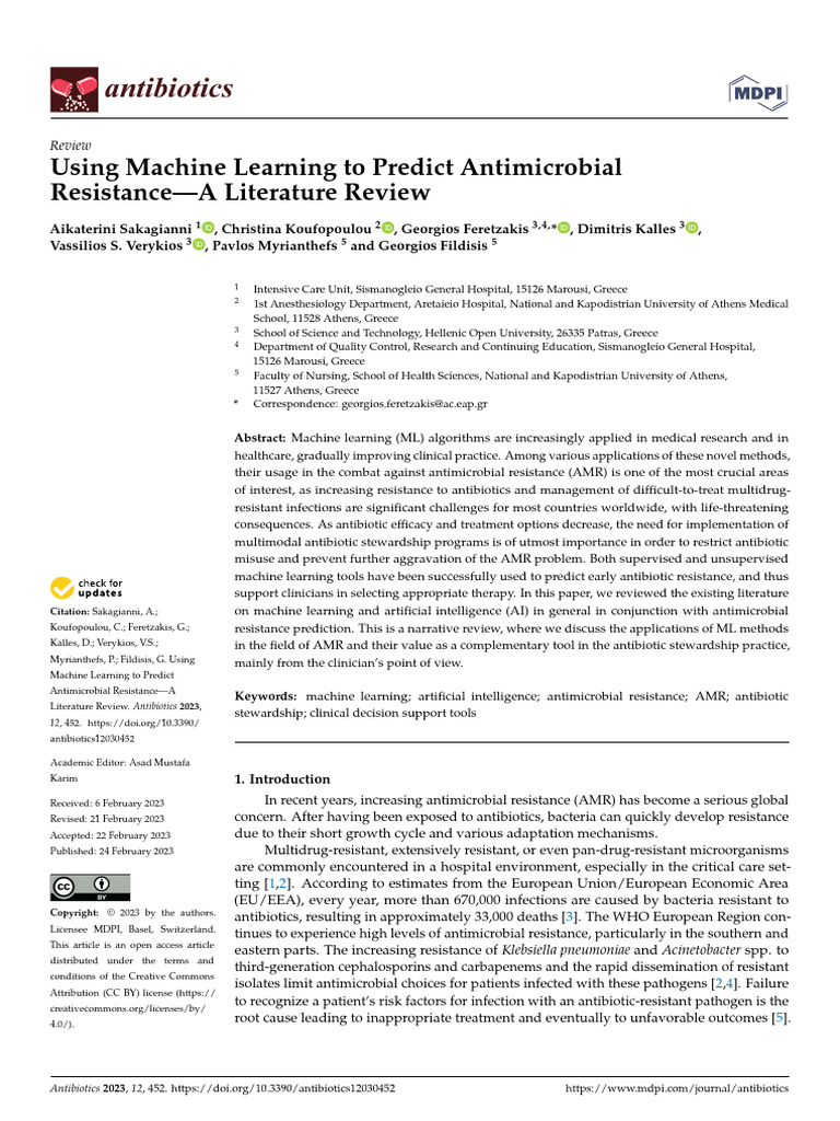 Antibiotics 12 00452 | PDF | Antimicrobial Resistance | Machine Learning