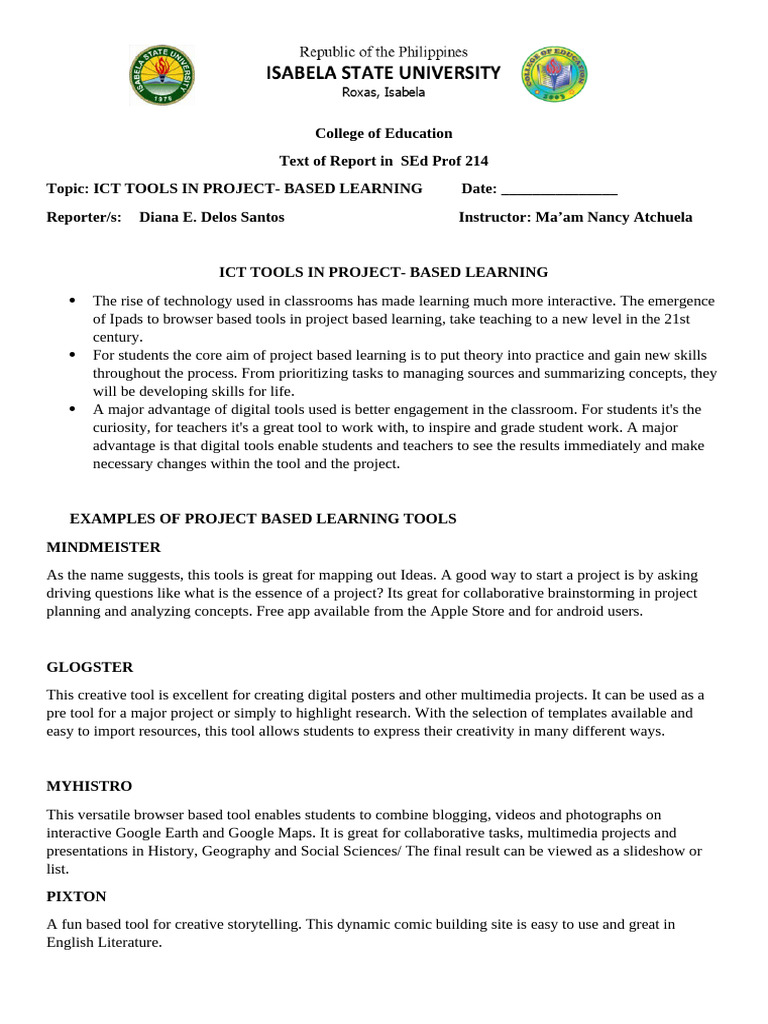 Ict Tools in Project Based Learning | PDF | Educational Technology ...