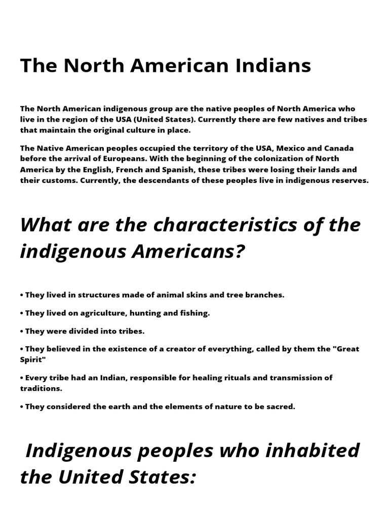 The North American Indians: What Are The Characteristics of The ...