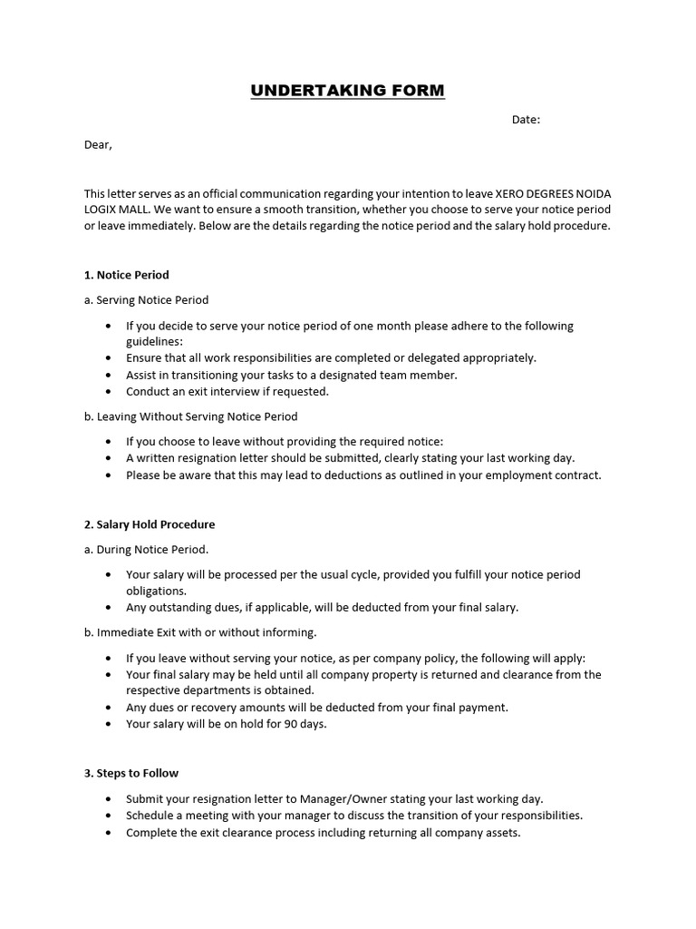 Undertaking | PDF | Salary | Employment