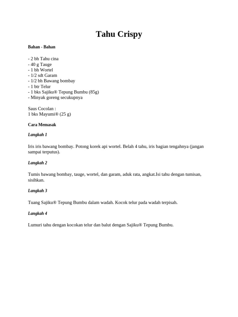 Tahu Crispy | PDF